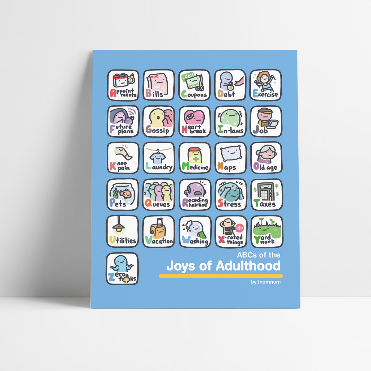 inomnom - ABCs of the Joys of Adulthood Art Print